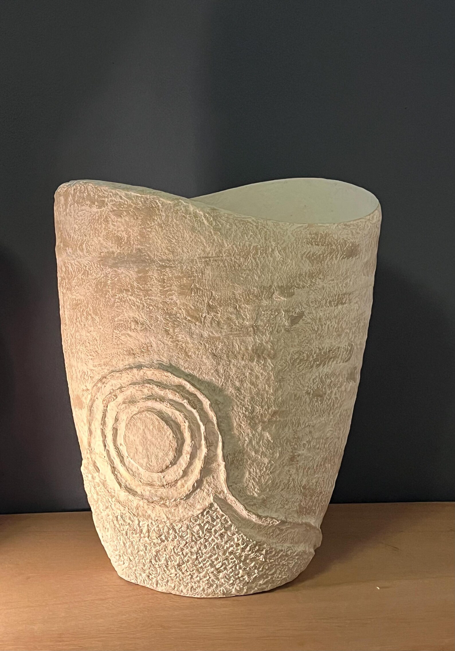 Tall Paper Mache Vase - Oval Floor Vase - Coastal Style Vessel- Paper ...