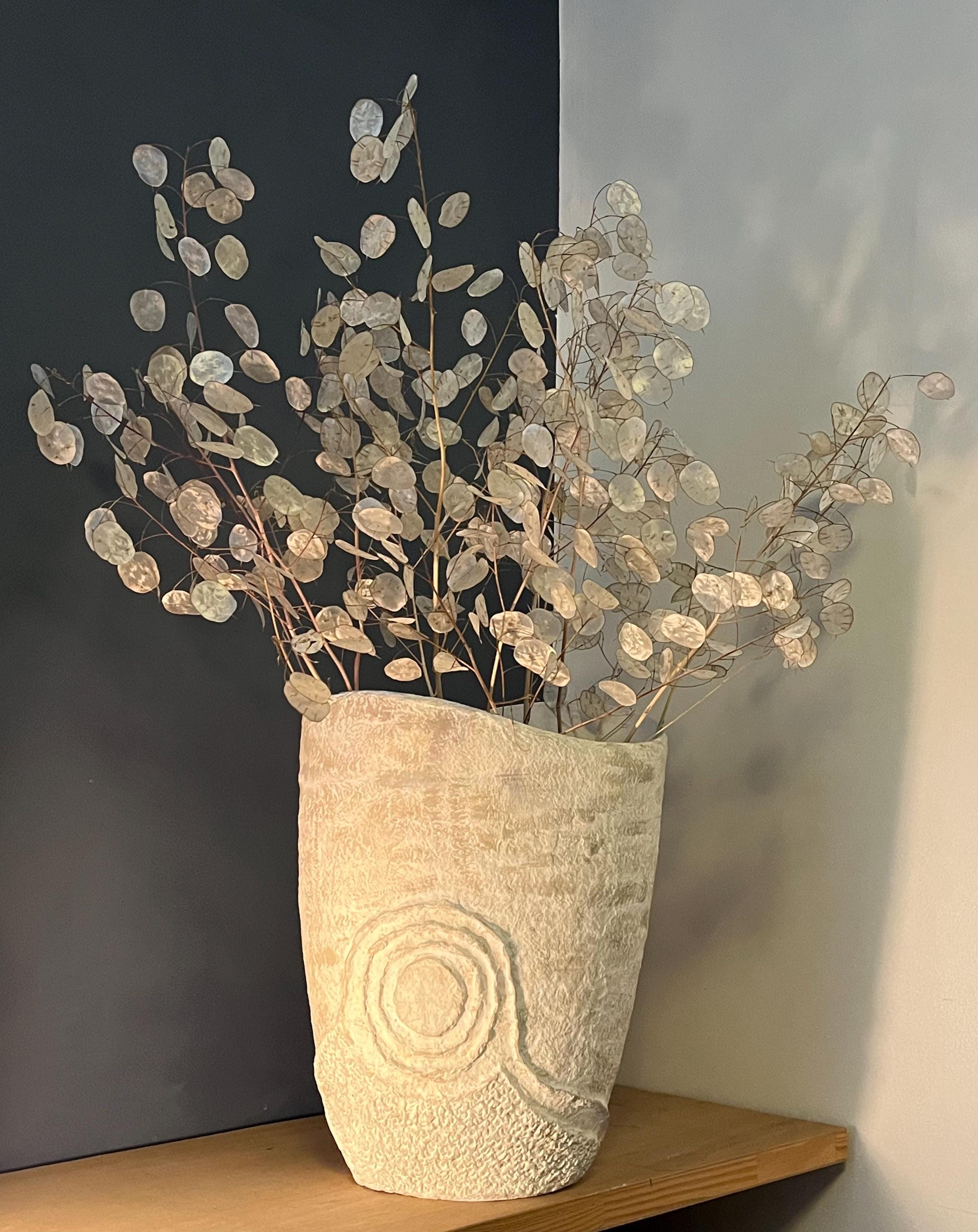 Tall Paper Mache Vase - Oval Floor Vase - Coastal Style Vessel- Paper ...