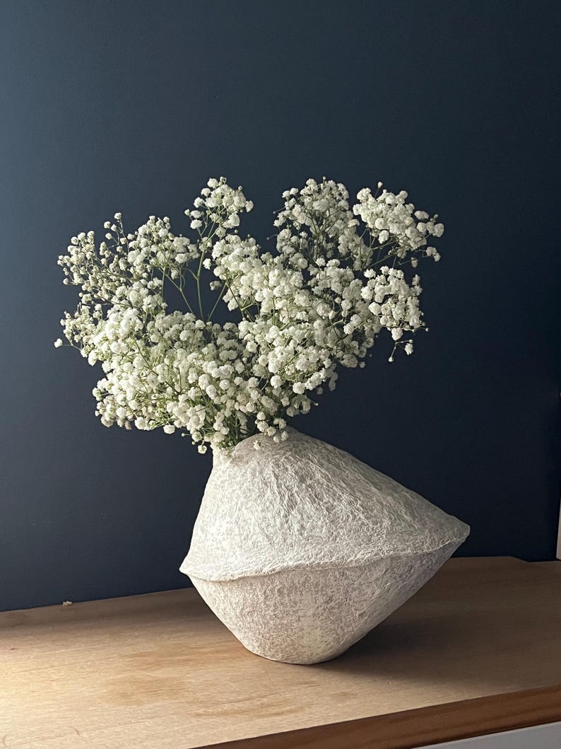 Paper Mache Vase Unique Formed Vessel Decorative Vase Dry Flower Holder ...