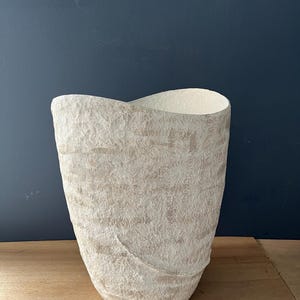 Tall Paper Mache Vase - Oval Floor Vase - Coastal Style Vessel- Paper ...