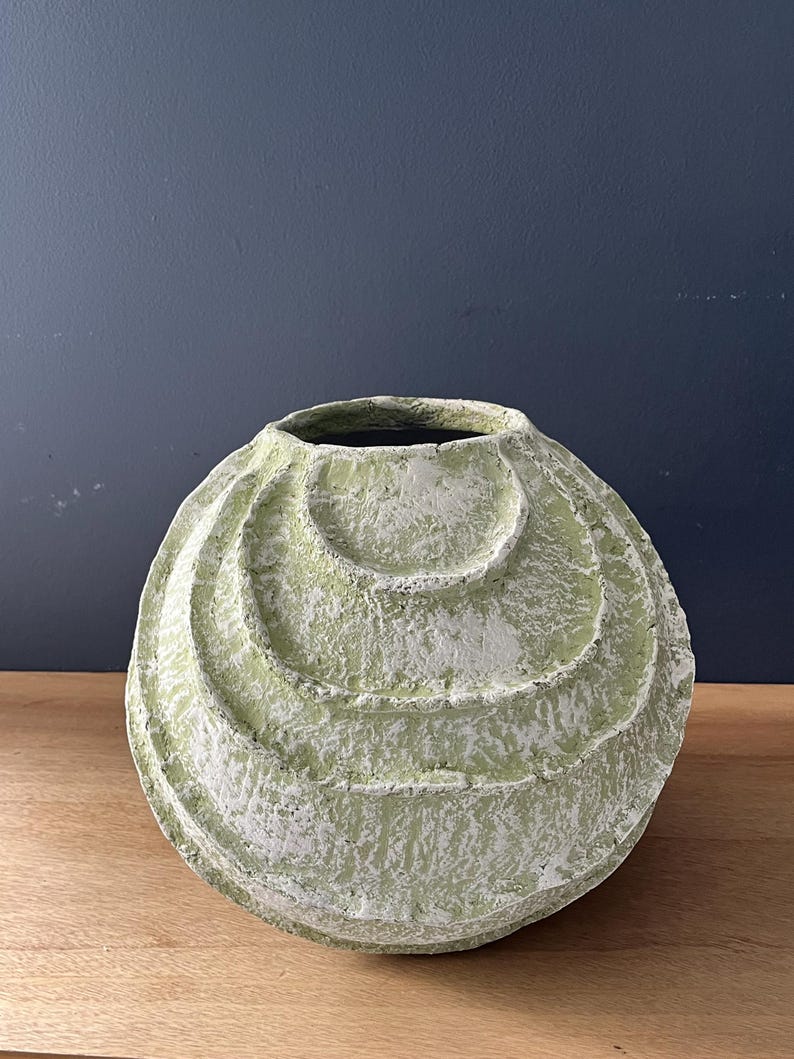Globe Paper Mache Vase- Spherical Vessel- Minimalistic Vase- Recycled ...