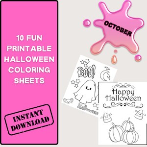 10 Printable Halloween Coloring Pages for Kids | Instant Download | Fun ...