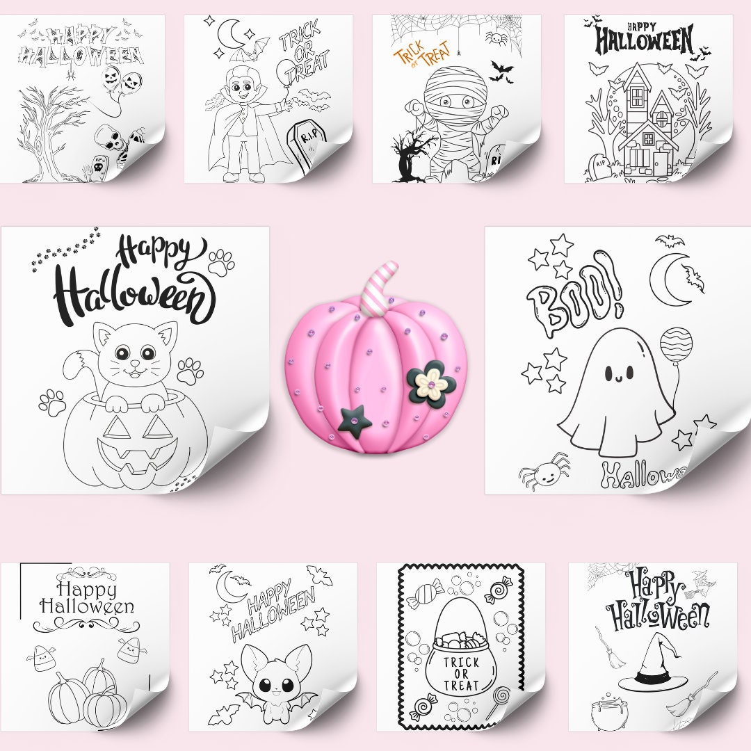 10 Printable Halloween Coloring Pages for Kids Instant Download Fun ...