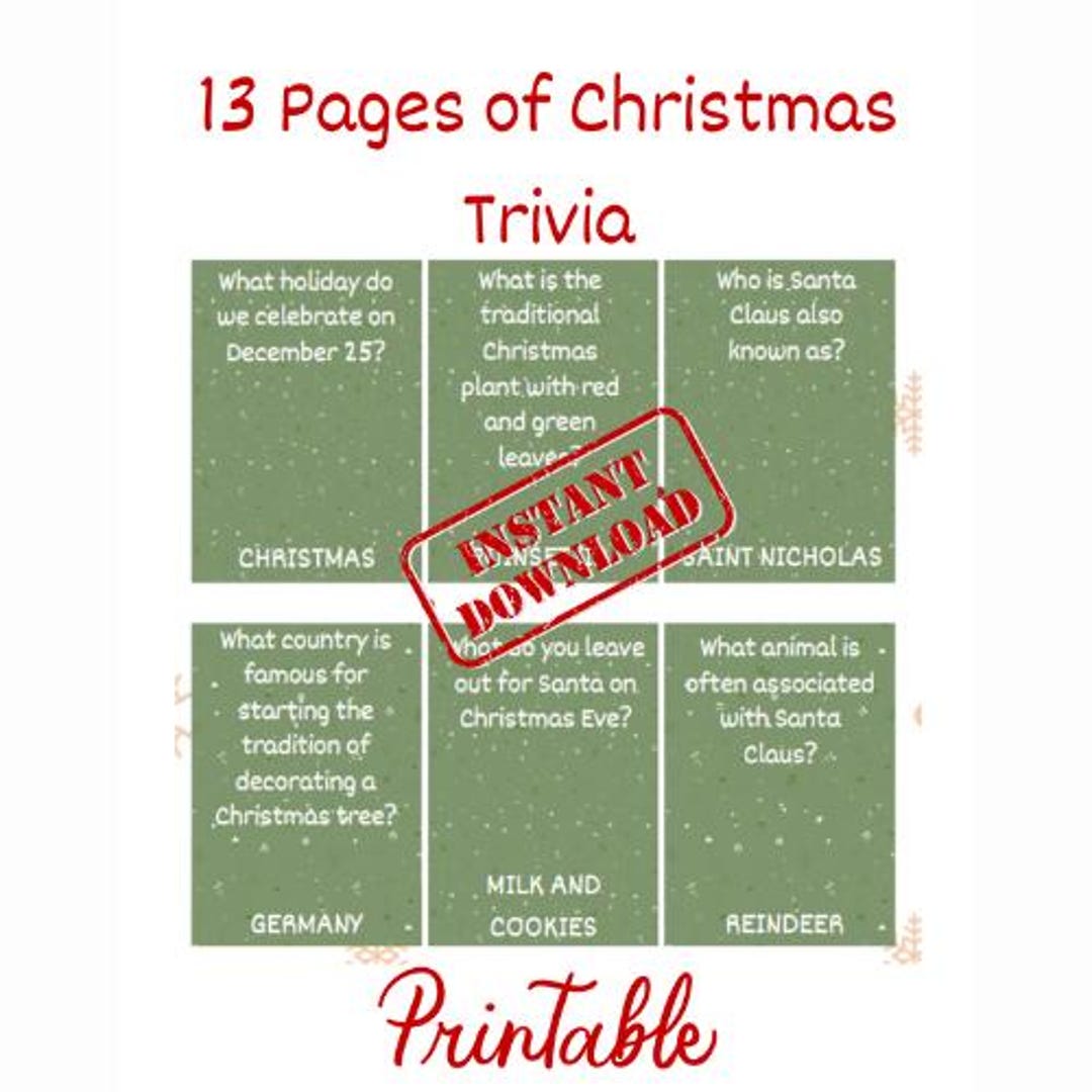 Festive Fun Printable Christmas Trivia Game for the Whole Family ...