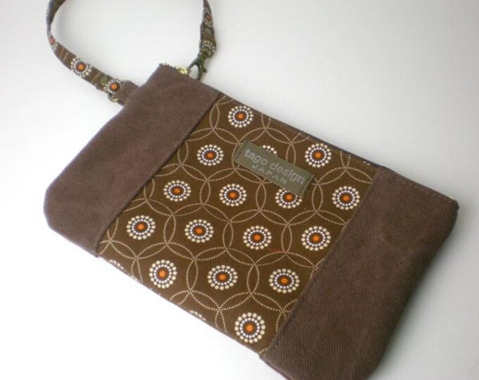 Canvas Zippered Purse With Inner Card Pocket, Floral Dots in Brown - Etsy