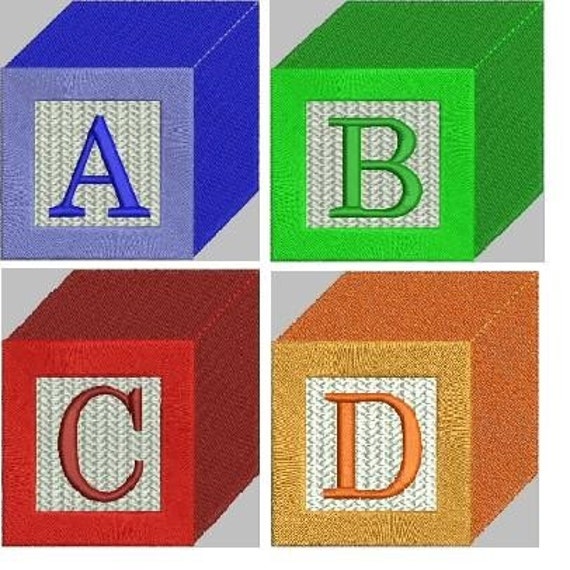 Baby Block Alphabet Embroidery Design Files Collection | Etsy