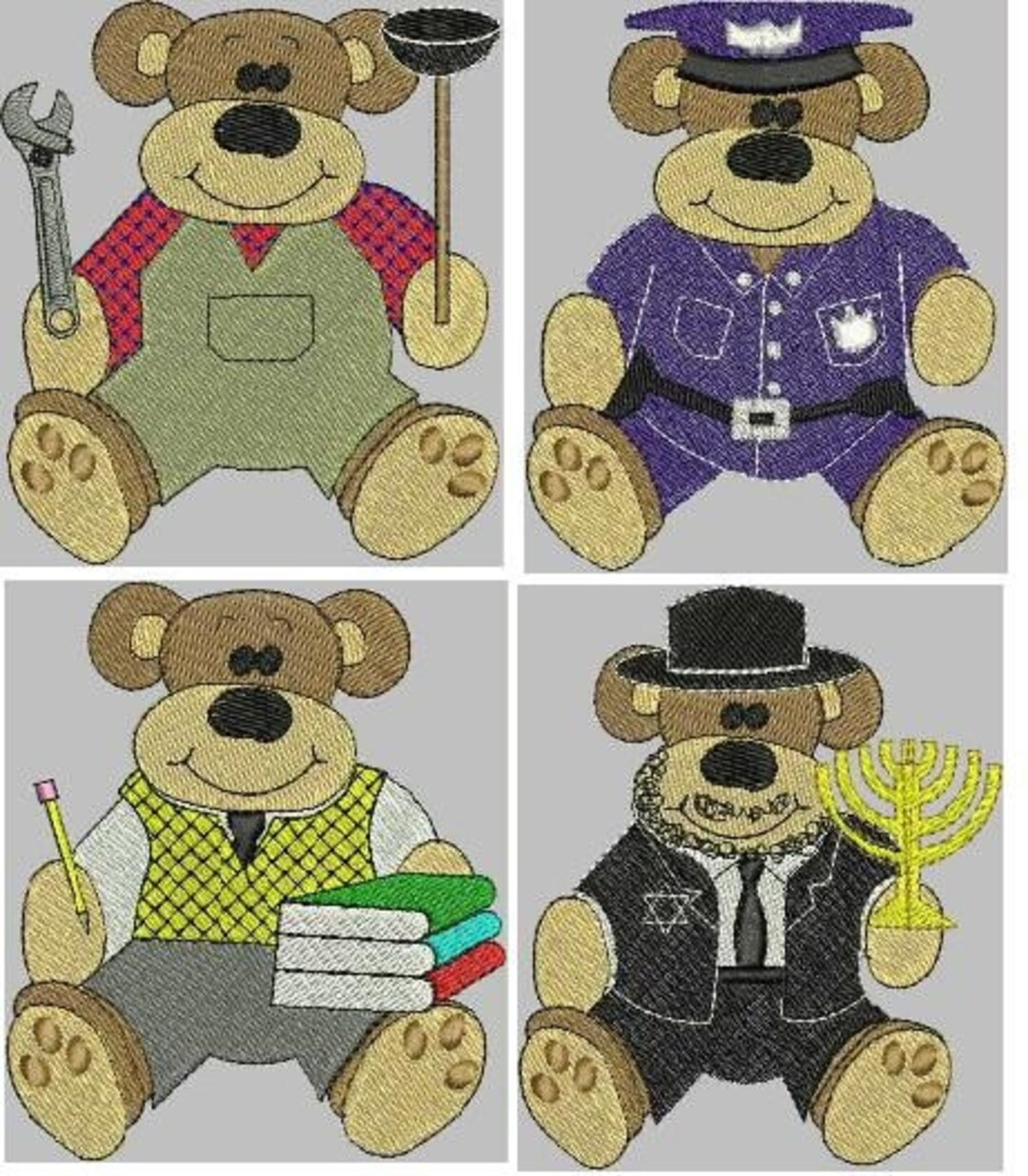 Bears at Work and Play Digitized Machine Embridery Files 06 - Etsy