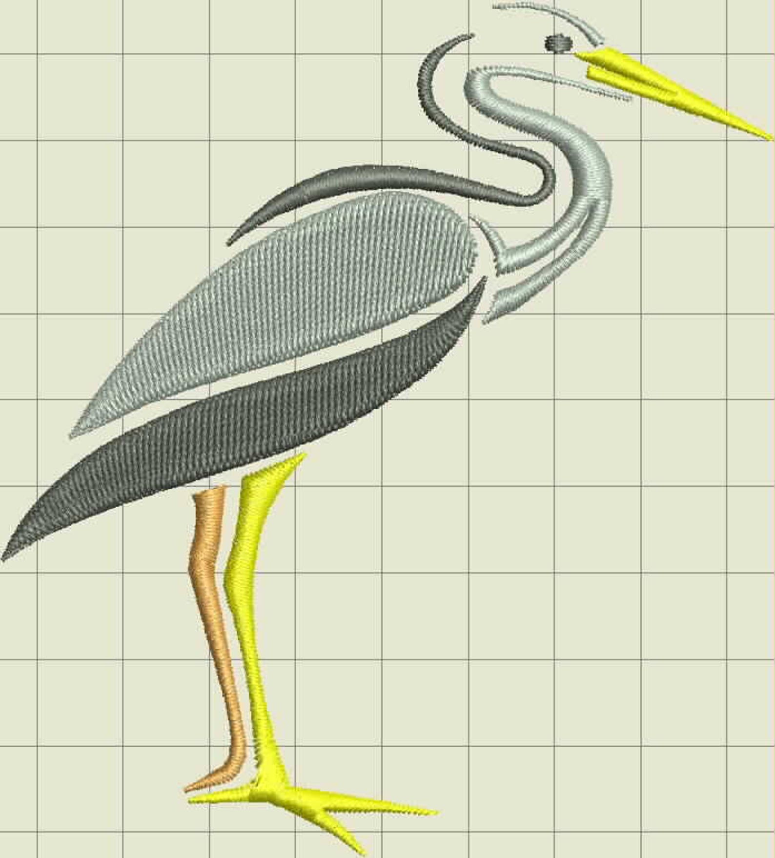 Heron Embroidery Design Files | Etsy