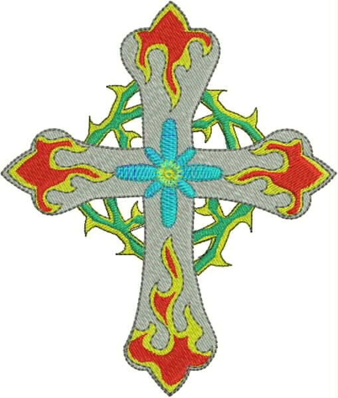 Tattoo Inspired Flaming Cross Embroidery Design Files - Etsy