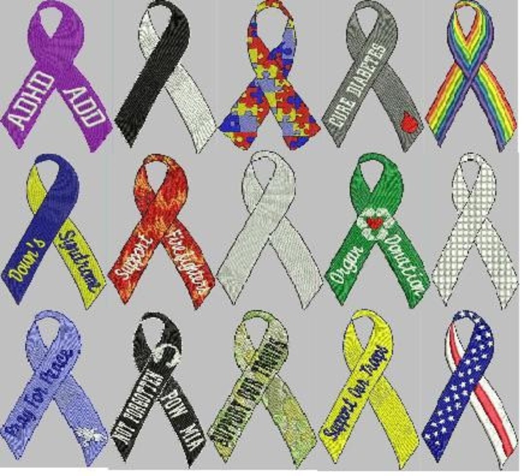 Ribbons of Awareness Machine Embroidery Design Files Collection - Etsy