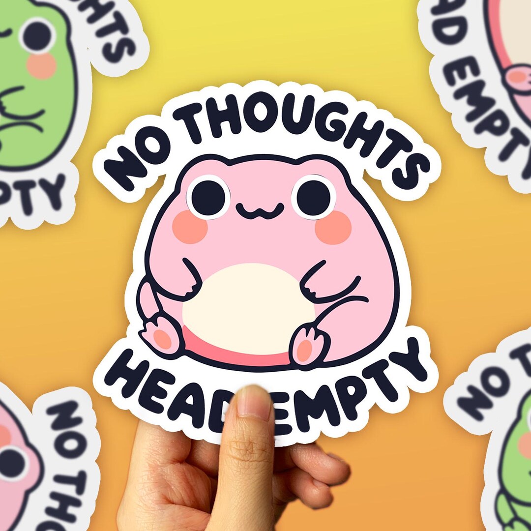 No Thoughts Head Empty Frog Kiss Cut Sticker - Kawaii Frog Sticker, Cute Frog Sticker, Adorable ...