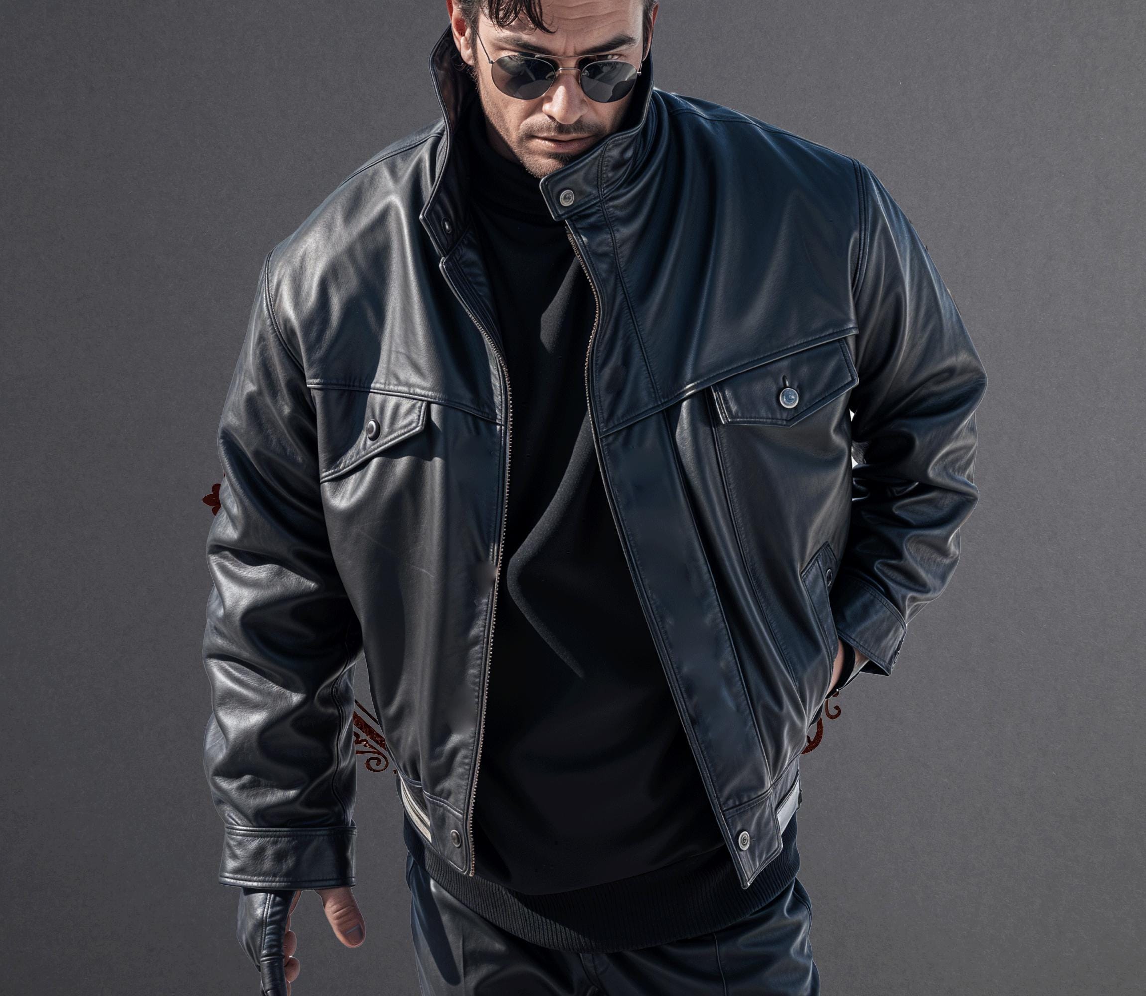 Handmade Genuine Black Leather Jacket for Men Oversized Black Leather ...