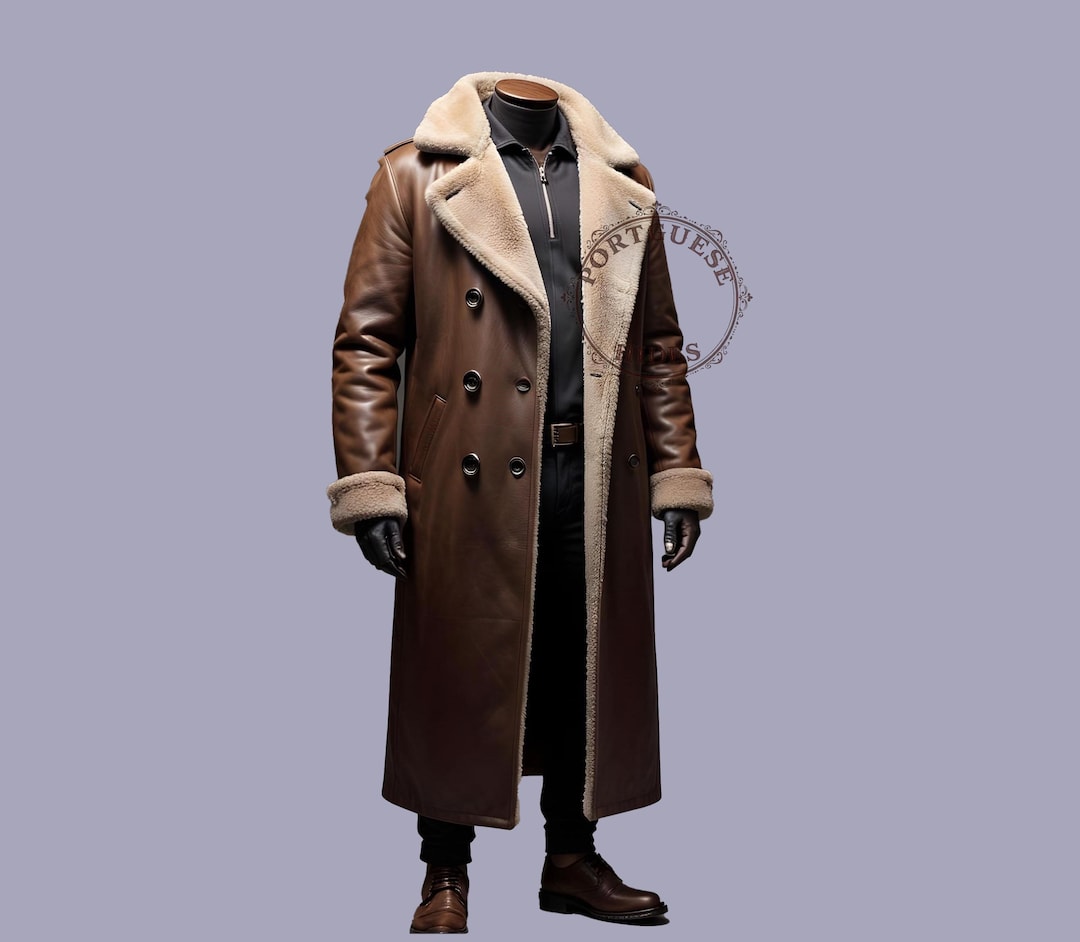 Men's Handmade Sheep Leather Trench Coat: Fur Lined Winter Outerwear - Etsy
