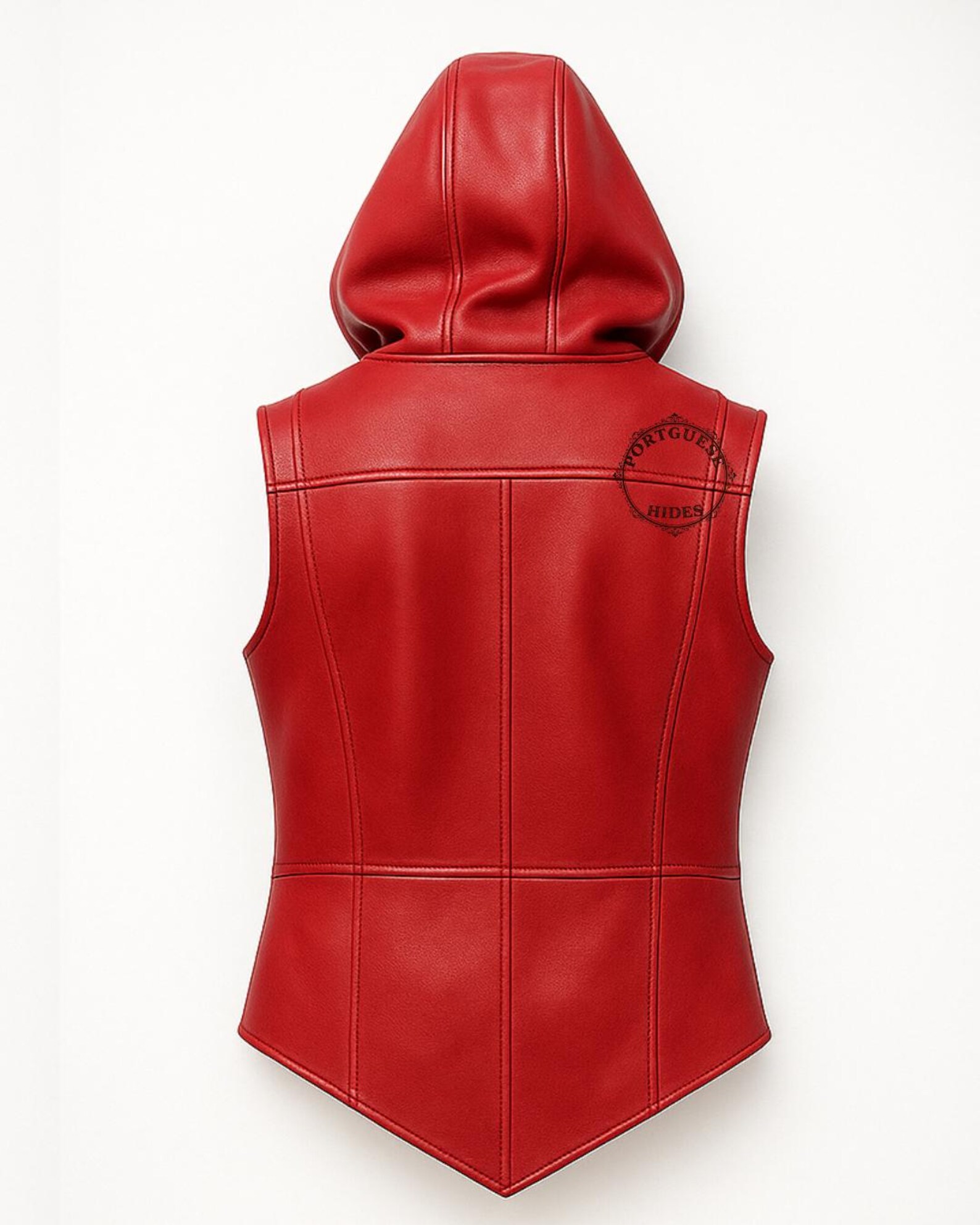 Red Leather Hooded Vest: Sleeveless Rave Costume Jacket - Etsy