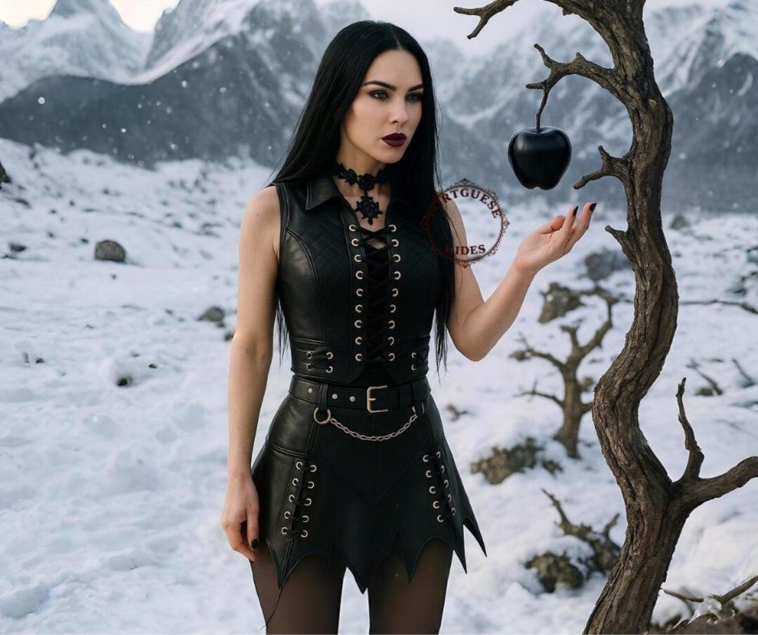 Black Leather Gladiator Costume, Women's Vest and Kilt Set, Roman ...