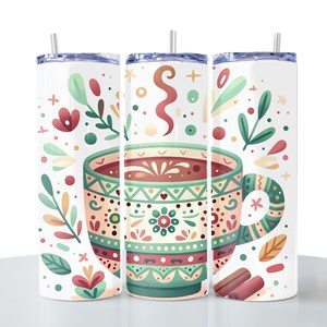 Boho Tea Cup Tumbler Wrap Design ONLY PNG Boho Clipart Boho Rainbow ...