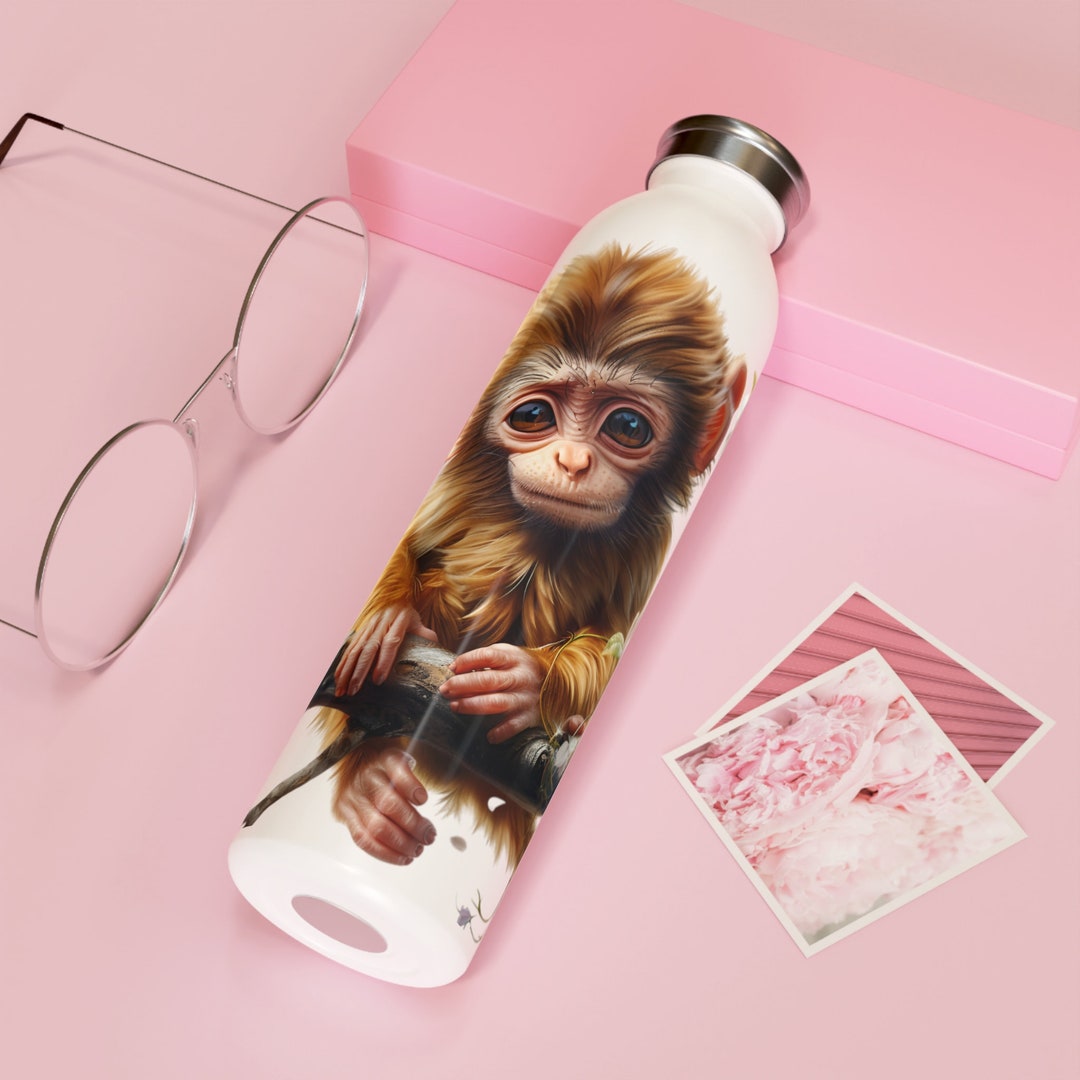 Slim Water Bottle Monkey Water Bottle Cute Monkey Cute - Etsy