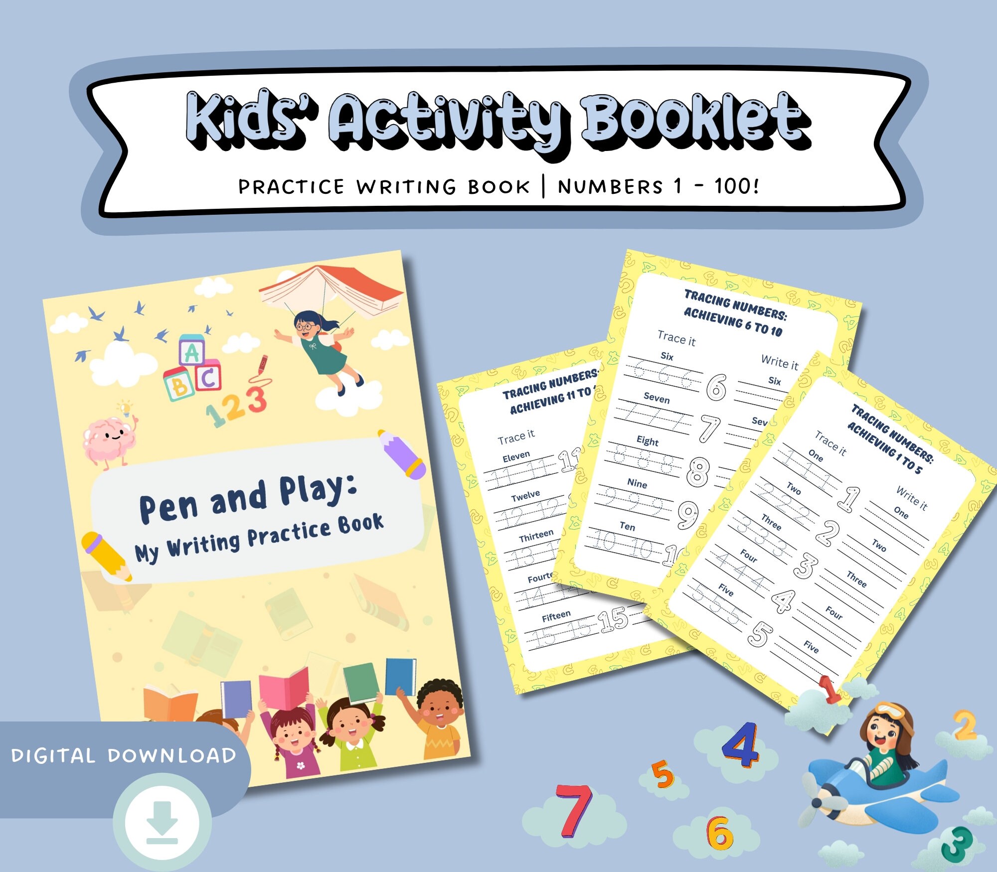 Numbers 1-100 Tracing Activity Book, Busy Book for Kids, Learn Counting ...