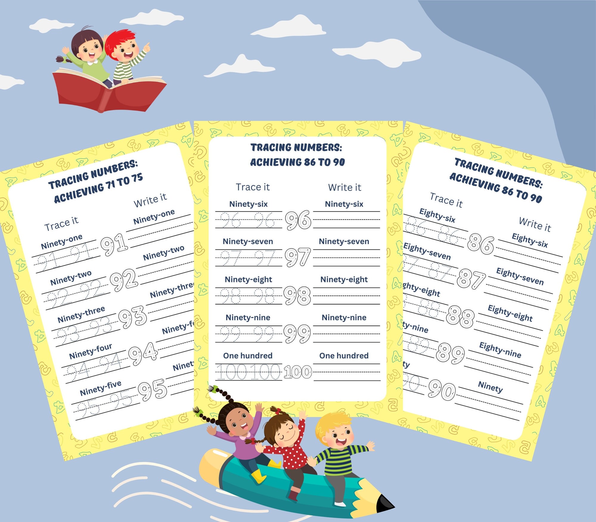 Numbers 1-100 Tracing Activity Book, Busy Book for Kids, Learn Counting ...