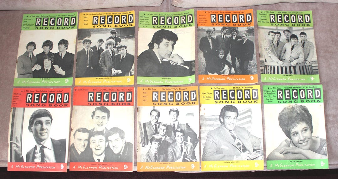10 Vintage Music Magazines, Record Song Book 1960/70 - Etsy