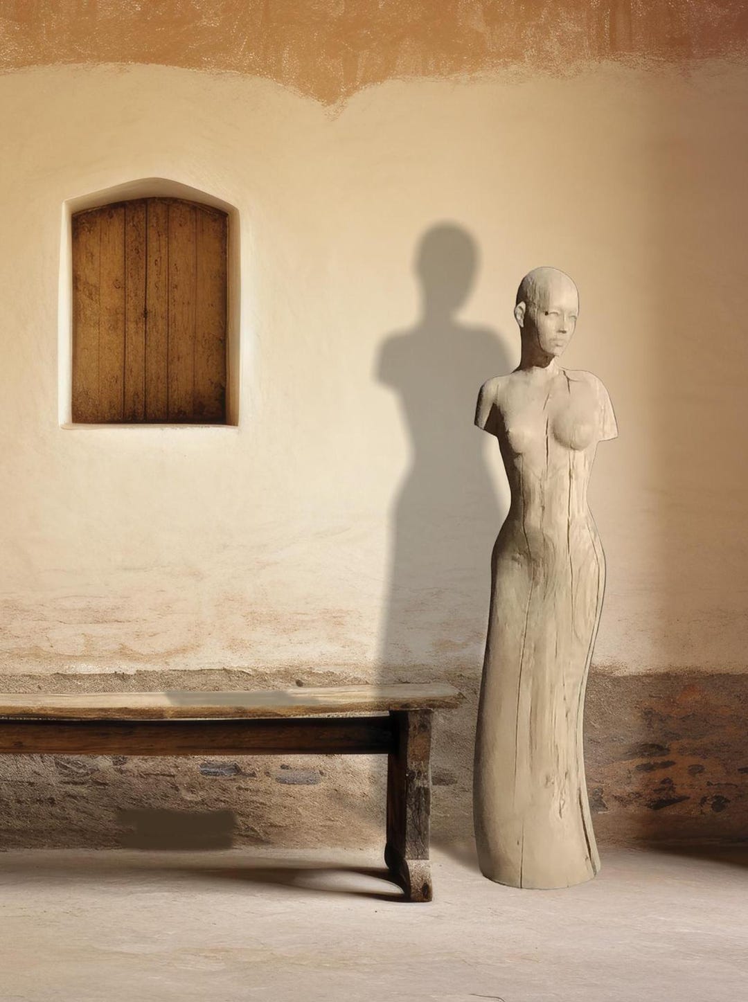 Large Female Sculpture From Solid Wood, Woman Art Statue, Unique Home ...