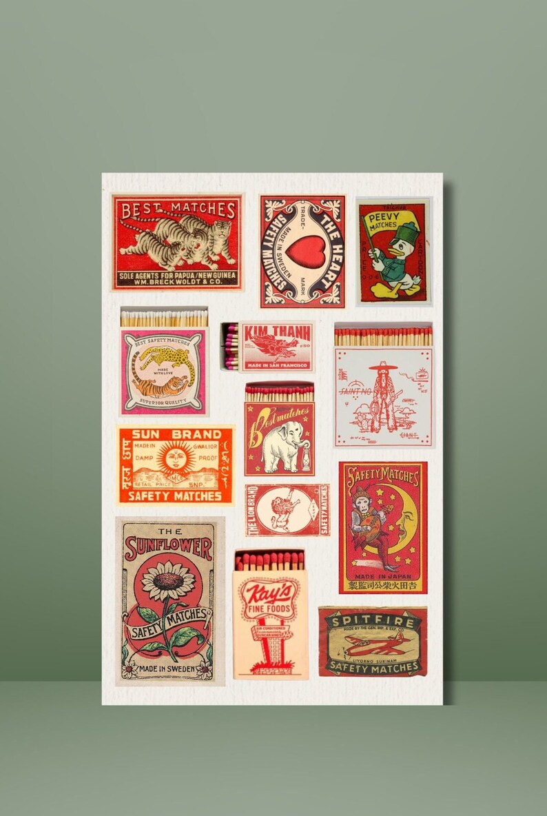 Red Vintage Match Box Print - Etsy