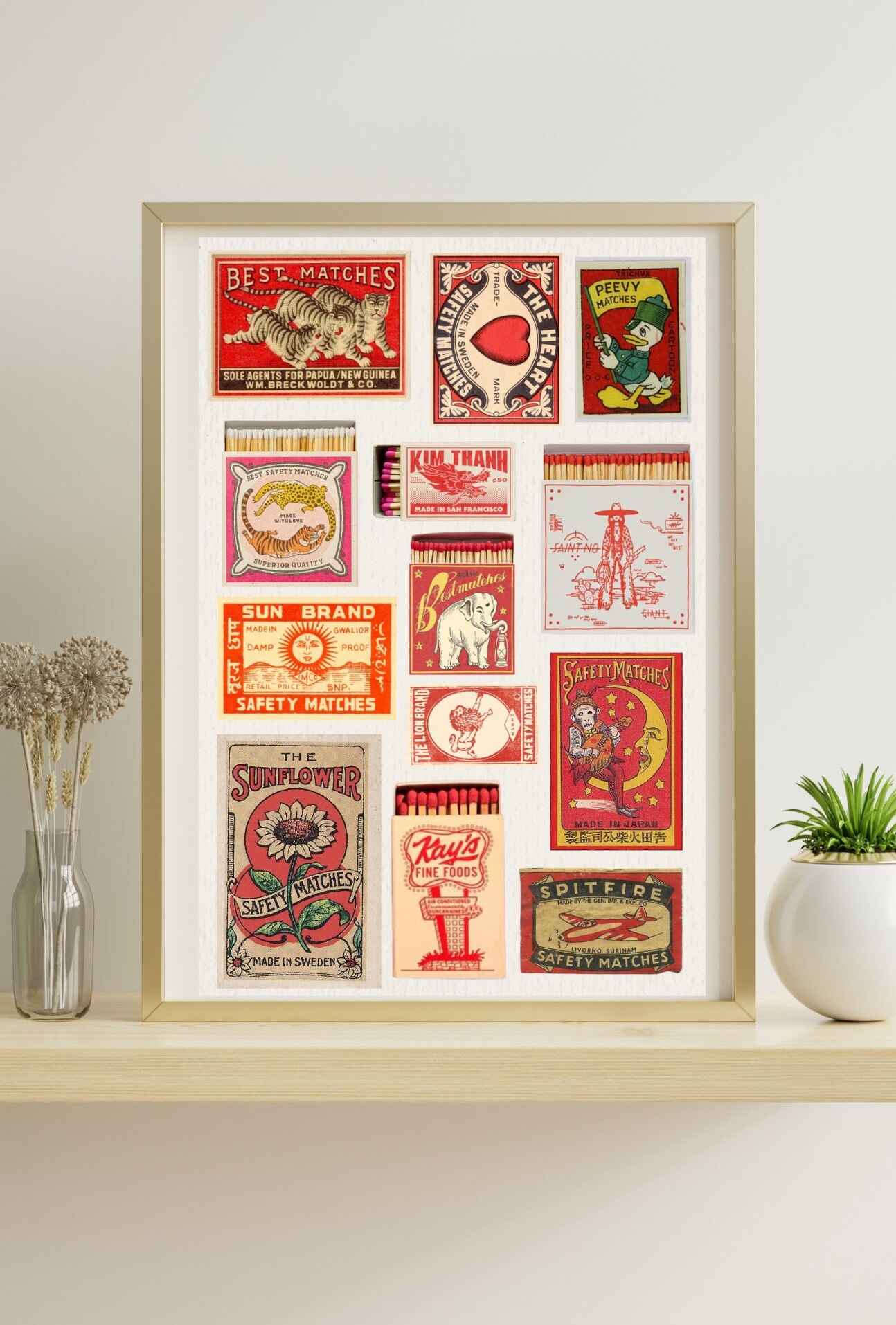 Red Vintage Match Box Print - Etsy
