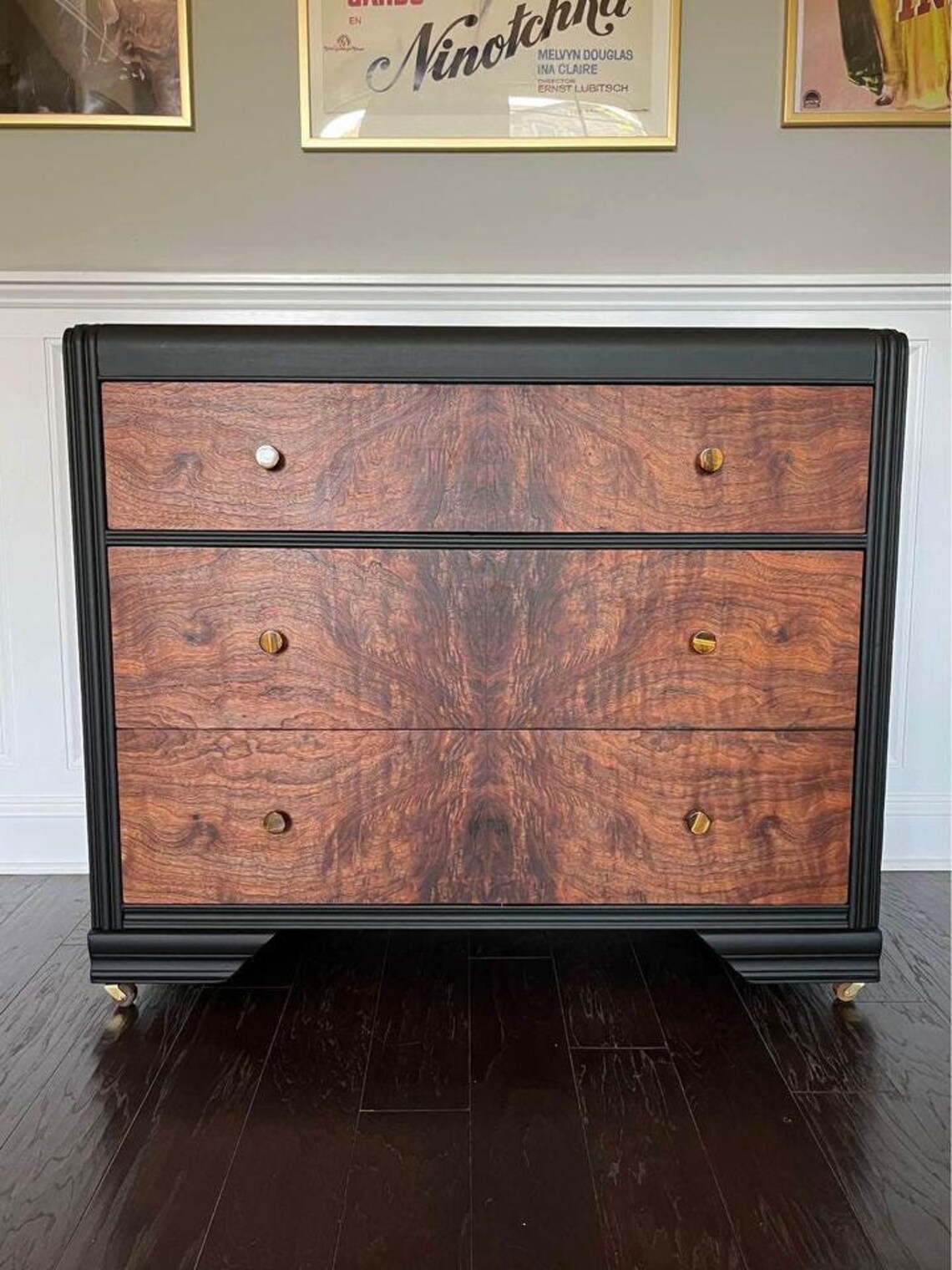 SOLD** Vintage, Burlwood Art Deco Lowboy Dresser | Buffet | Sideboard ...