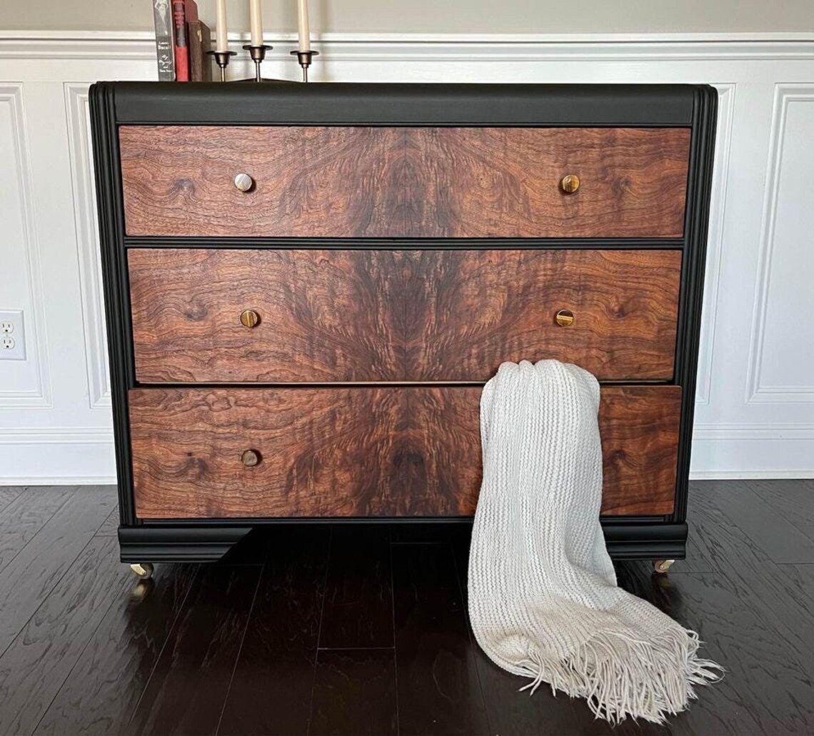 SOLD** Vintage, Burlwood Art Deco Lowboy Dresser | Buffet | Sideboard ...