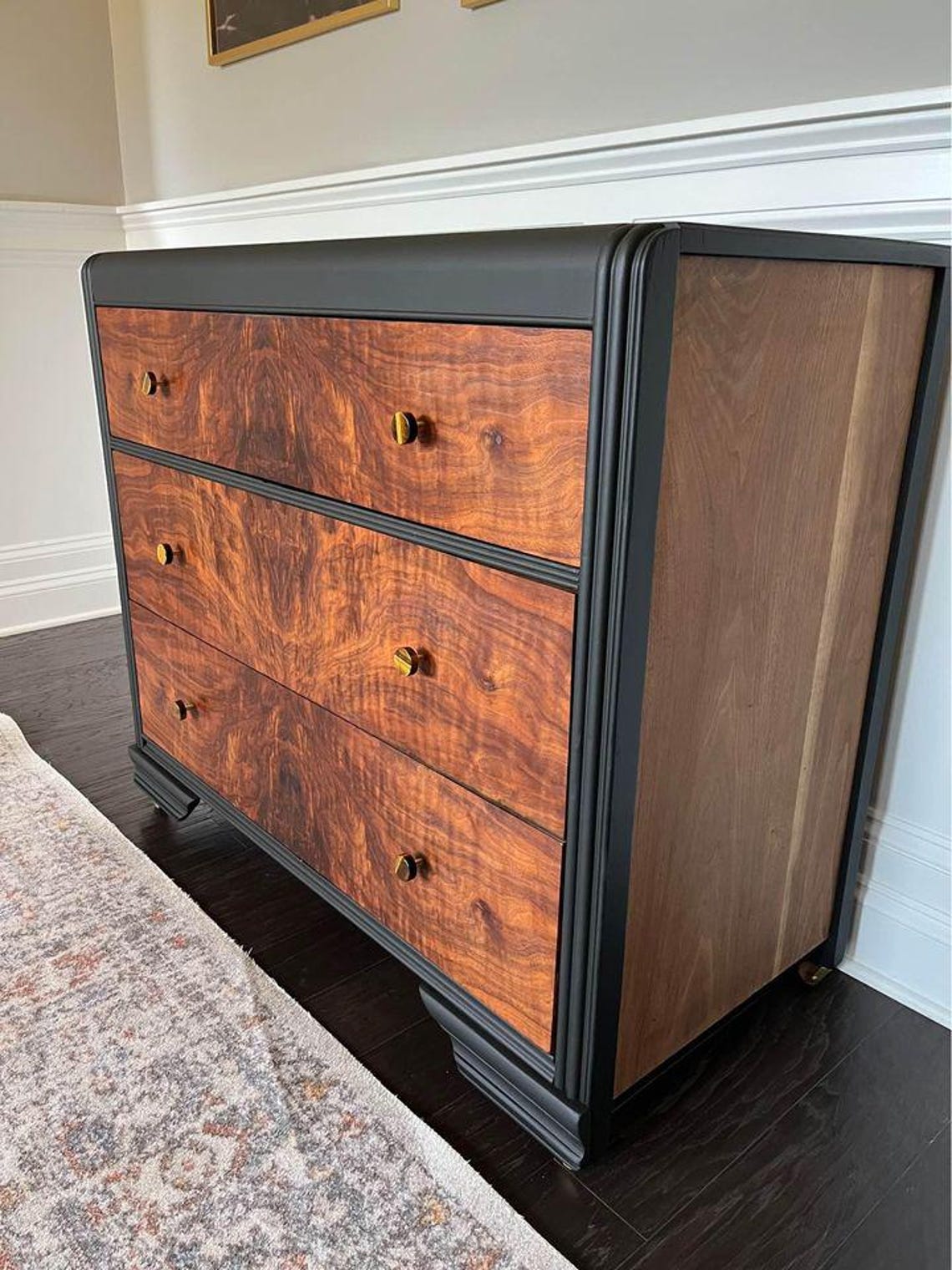 SOLD** Vintage, Burlwood Art Deco Lowboy Dresser | Buffet | Sideboard ...