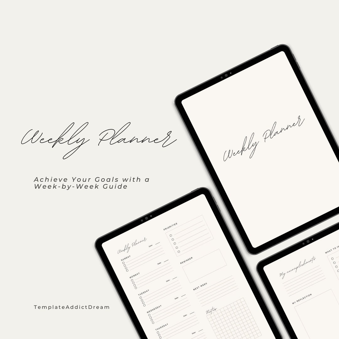 Undated Beige Minimalist Weekly Planner - Etsy