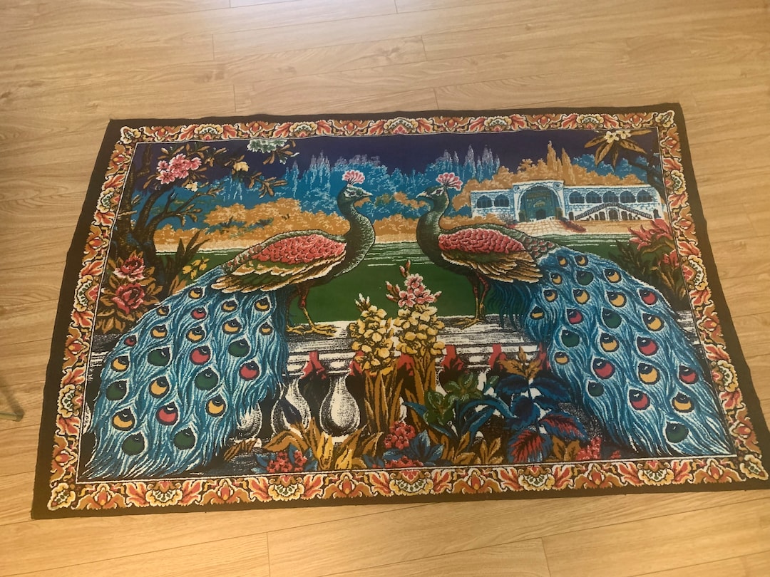 Vintage Peacock Tapestry Velvet Wall Hanging Rug - Etsy