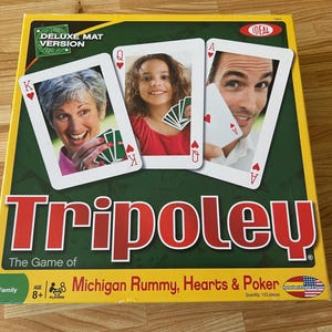 Tripoley Board Game Deluxe Mat Version Michigan Rummy Hearts and Poker ...