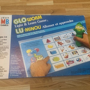 Vintage Gloworm Light and Learn Game, Glo Worm Doll Board Game Glow ...