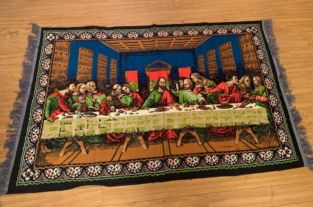 Vintage the Last Supper Religious Tapestry Velvet Wall Hanging Rug - Etsy
