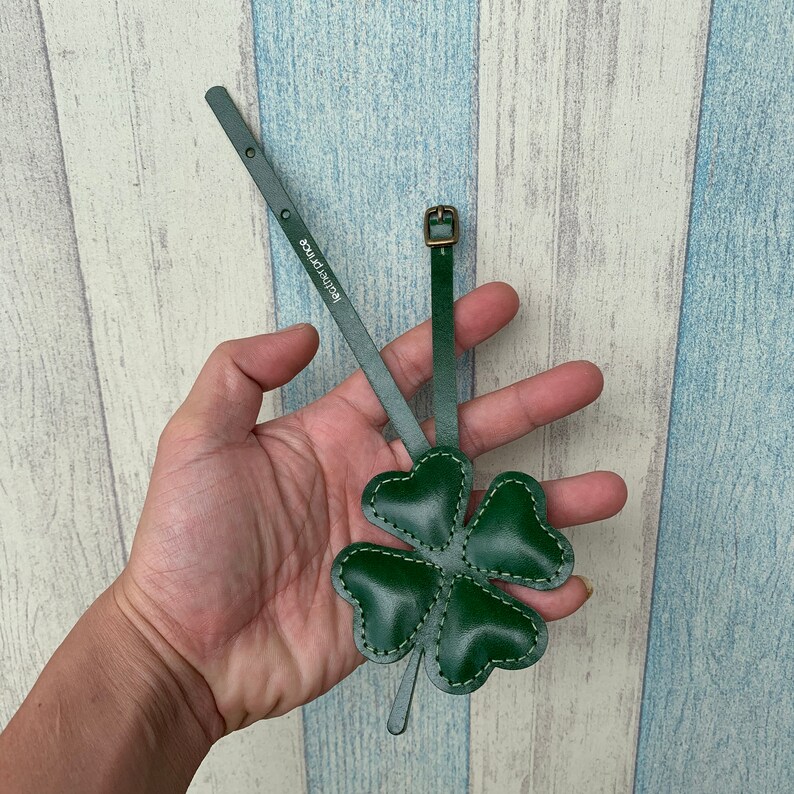 Small size Clover the vegetable tanned leather leather charm | Etsy