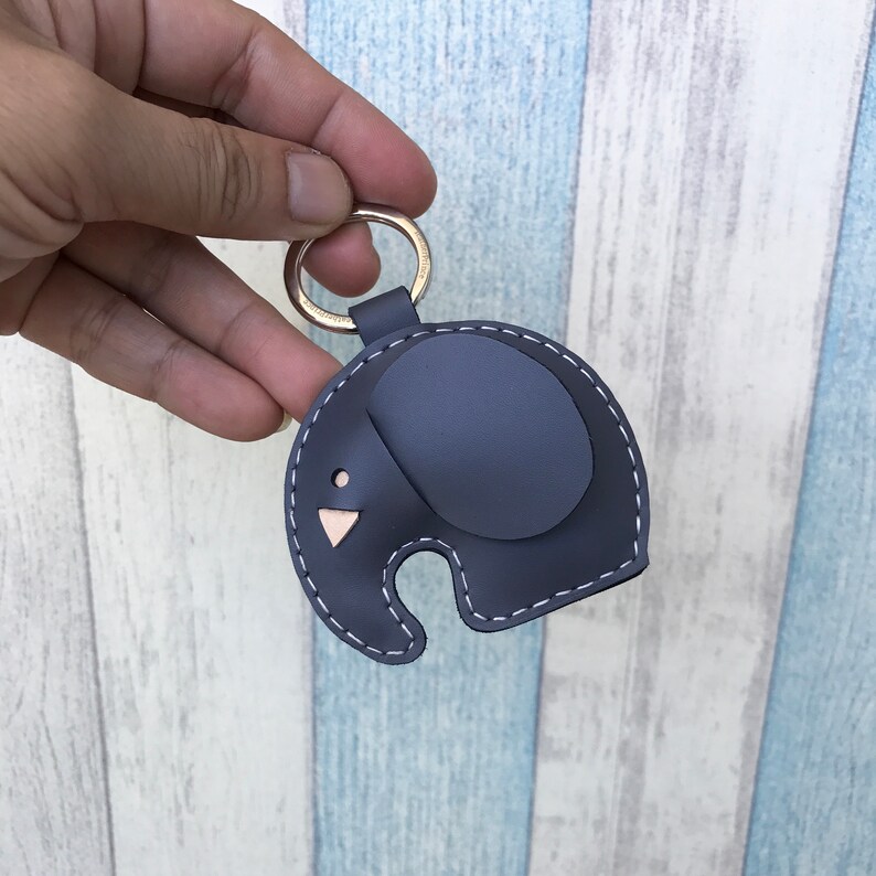 Small Size Laura the Elephant Cowhide Leather Keychain - Etsy UK