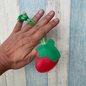 Small Size - Strawberry Leather Charm ( Red , Green ) - Etsy