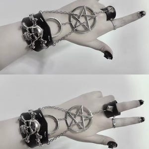 Gothic Pentagram Skull Hand Chain Bracelet ,retro Handmade Punk Jewelry ...