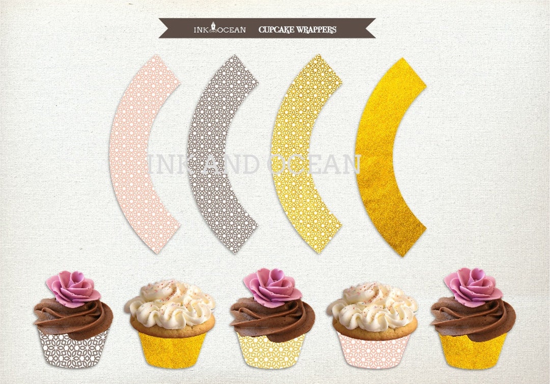 Celebration , Gold, Peach and Taupe Party Cupcake Wrappers DIY Eid ...