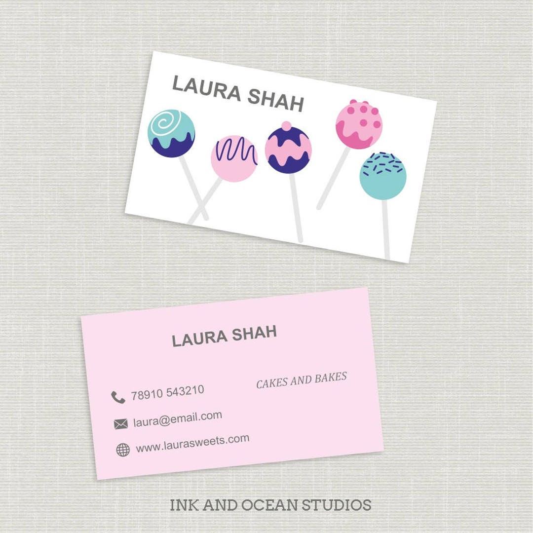 Printable Stylish Elegant Cakes, Bakery, Cup Pops Design Business Card ...