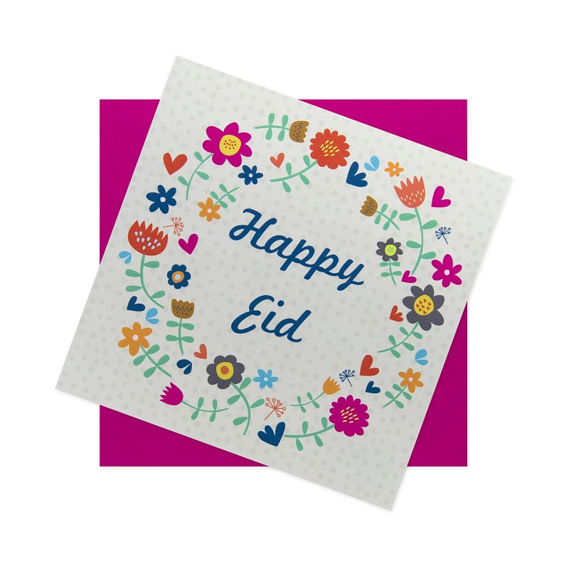 Happy Eid Card - Floral Wreath Design With a Pink Envelope - Etsy
