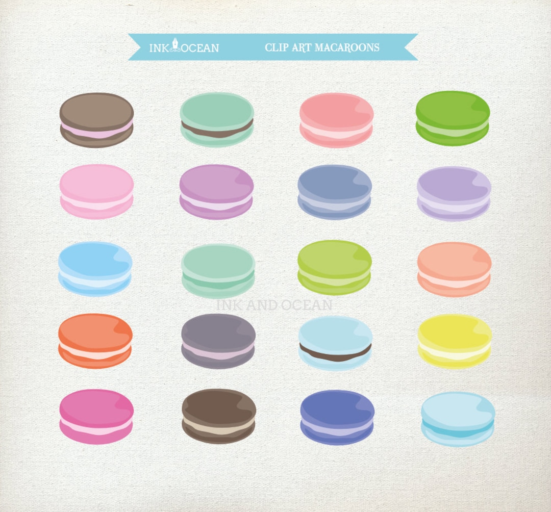 Digital Clip Art, Cute Baking, Party Macaroons for Invitations, Card ...