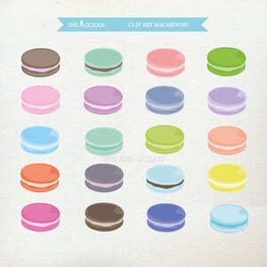 Digital Clip Art, Cute Baking, Party Macaroons for Invitations, Card ...