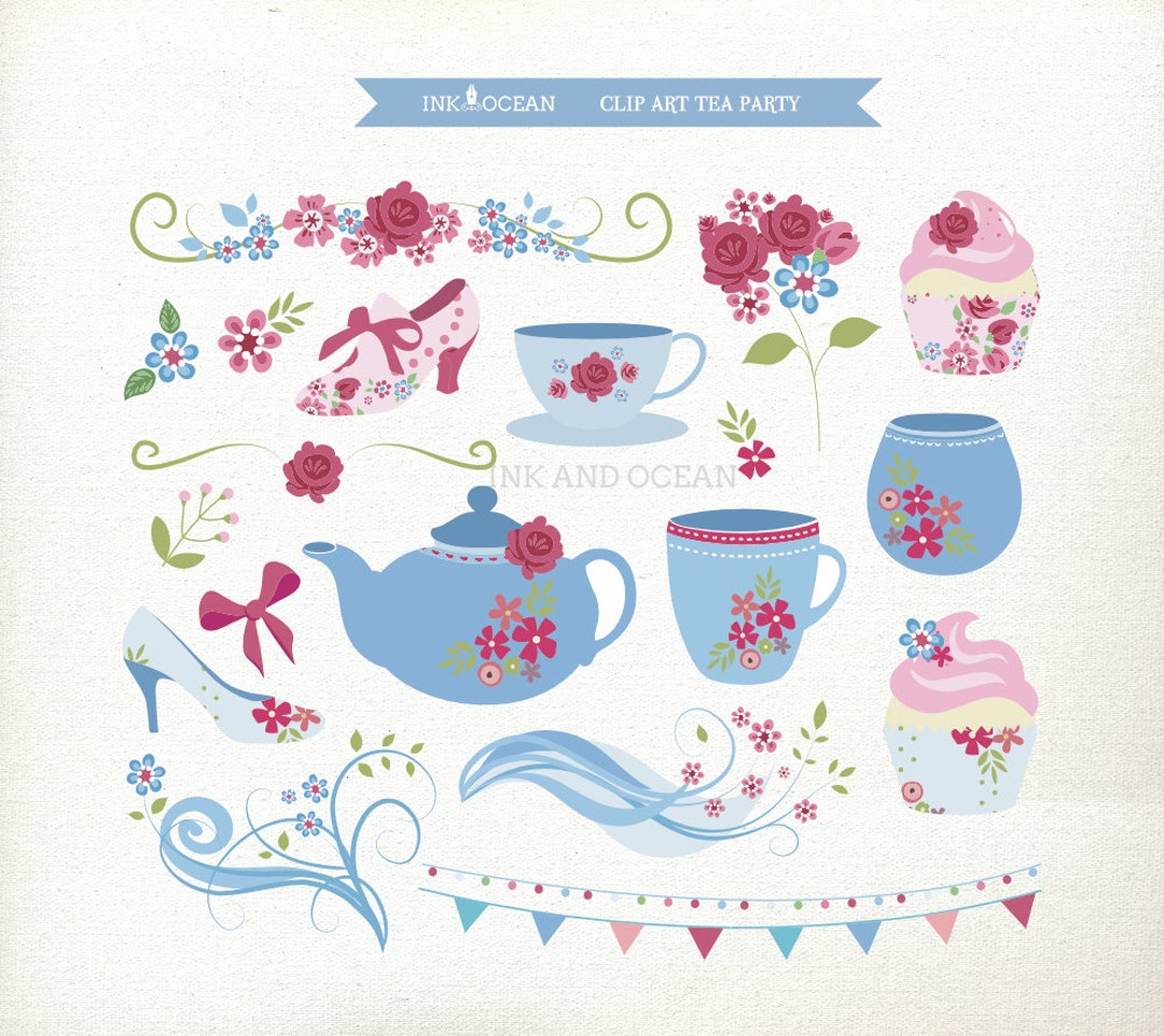 Digital Clip Art Cute Vintage Roses Tea Party Princess - Etsy