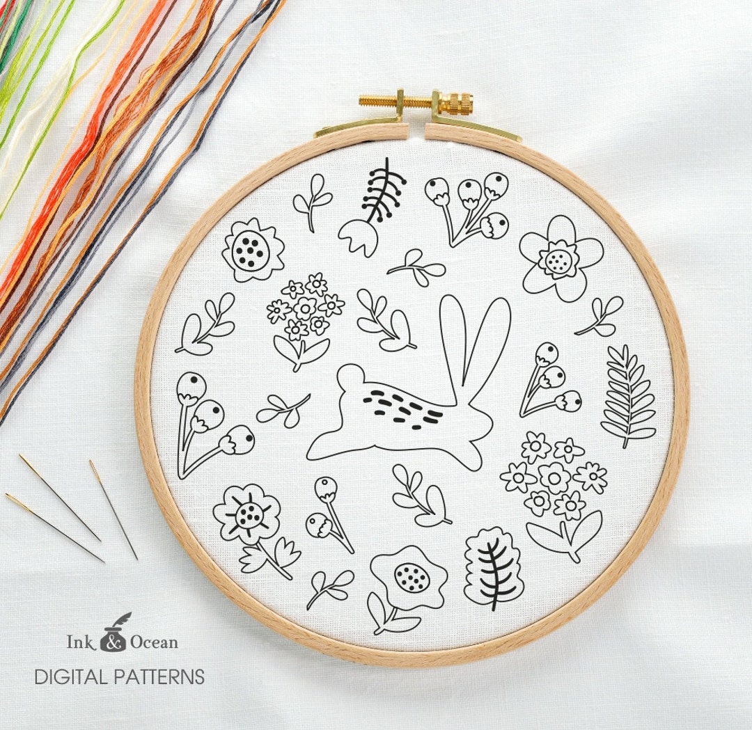 Spring Time Floral Vintage Style Digital Hand Embroidery Pattern , PDF ...