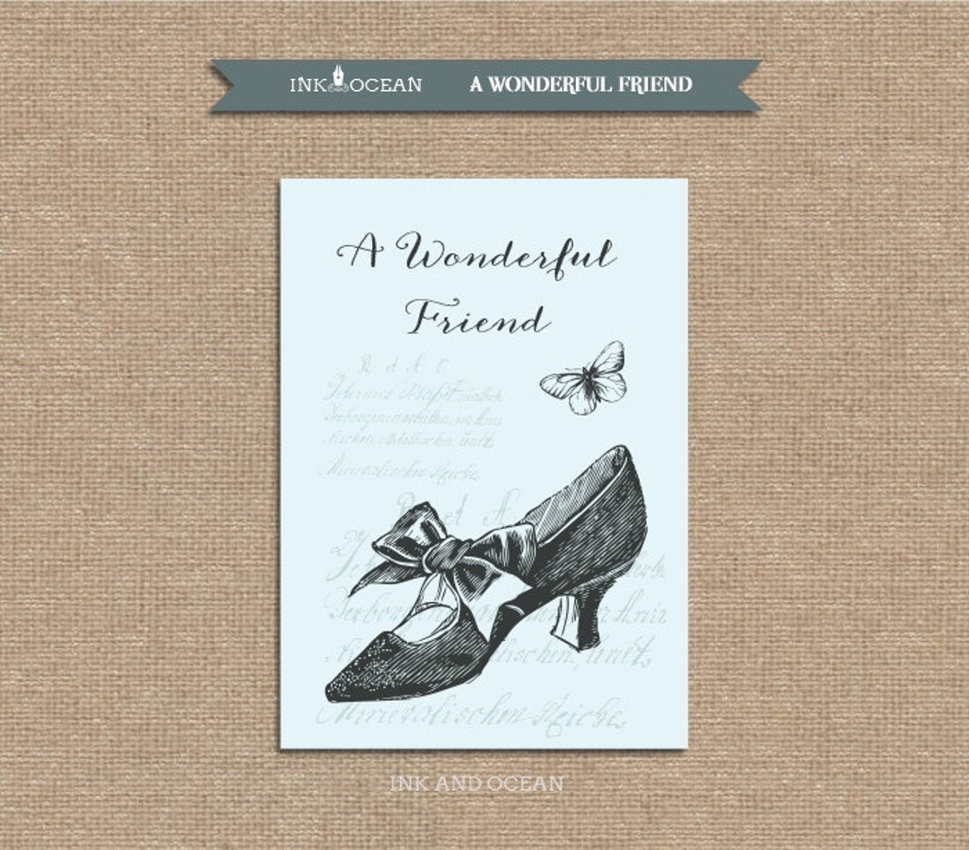 Printable Vintage Victorian Style "a Wonderful Friend" Card Instant ...