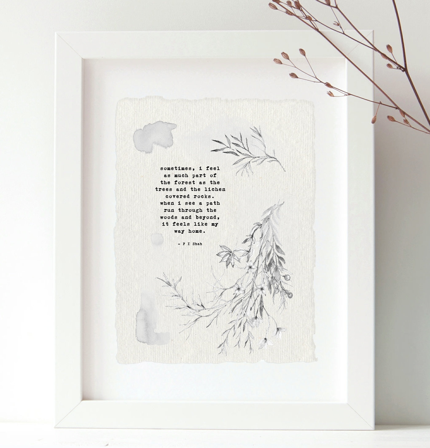 Forest, Nature, Original Poetry Art on Handmade Paper, Illustration and ...