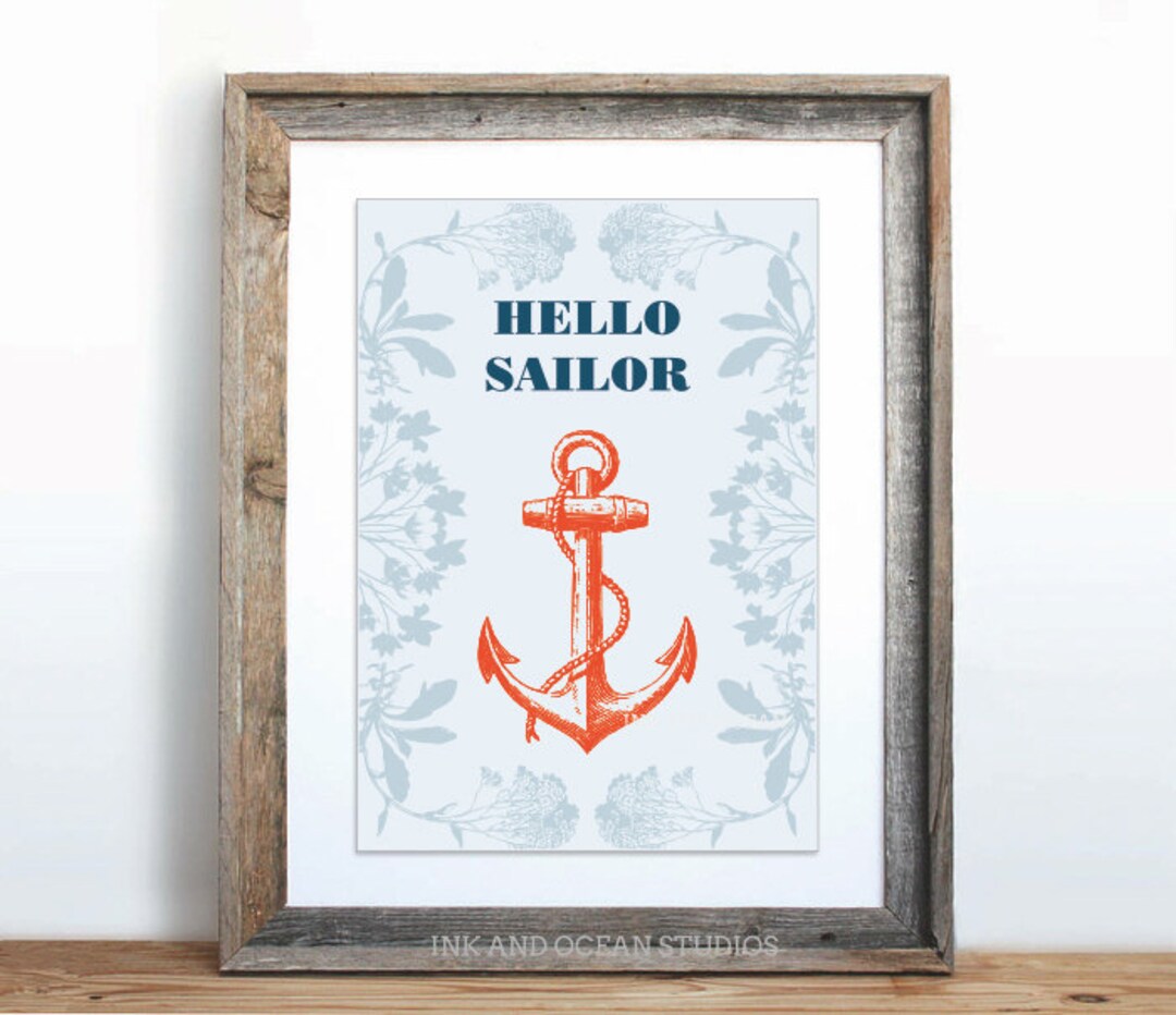 Nautical FUN QUOTES "hello Sailor" Gift Art Print - Etsy