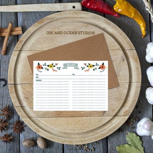 Pack of 5 - Pretty Floral Recipe Cards - Etsy